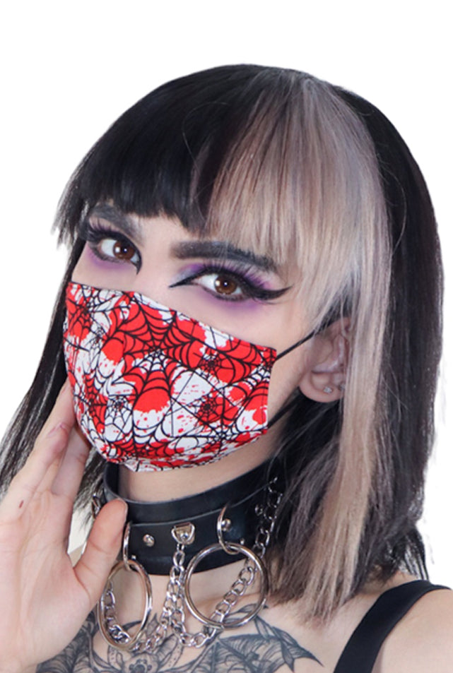 Spiderweb Blood Splatter Mask – Fatal Envy